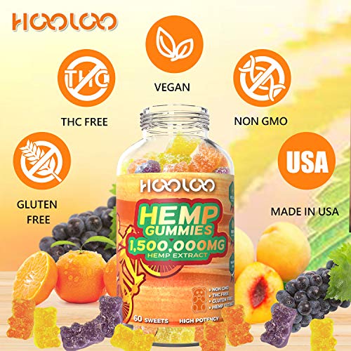 HOOLOO Hemp Gummies Vegan 1,500,000mg High Potency Hemp Oil Infused ...
