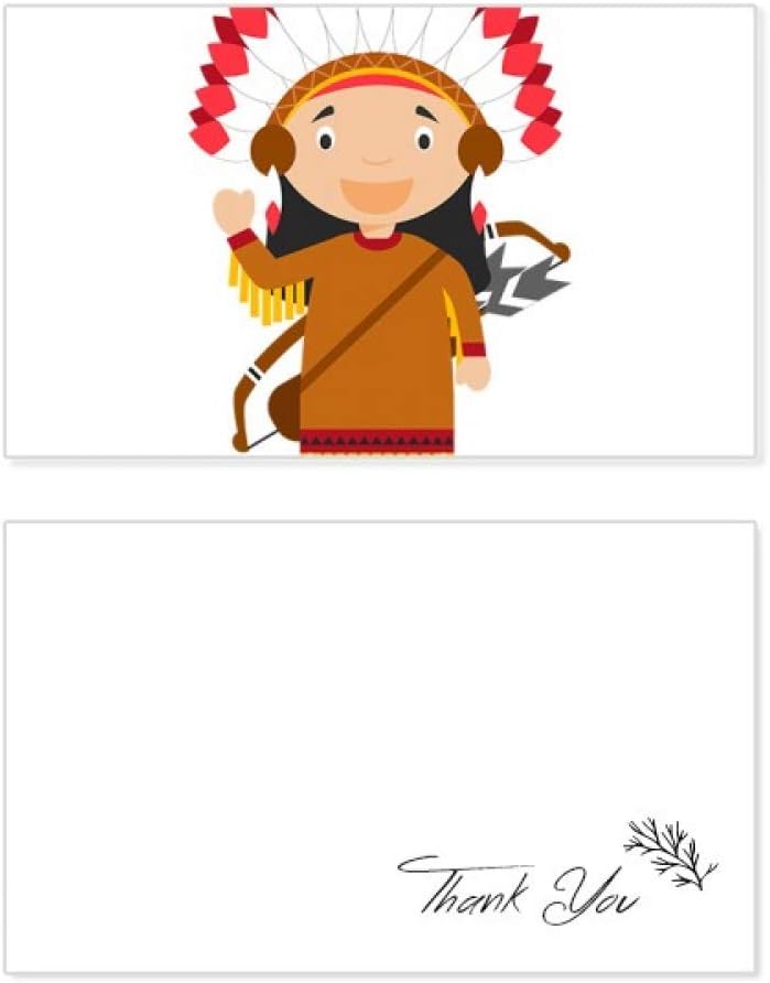 Aboriginal Tribe USA Cartoon Thank You Card Birthday Paper Greeting ...