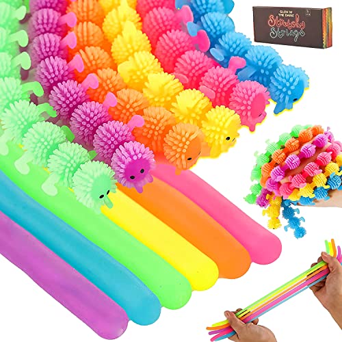 Fidget Monkey Noodles Toys, Party Favors for Kids Glow in The Dark ...