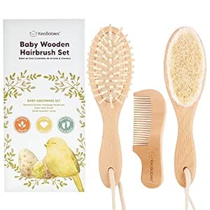 Amazon.com : Baby Hair Brush and Baby Comb Set - Wooden Baby Brush with ...
