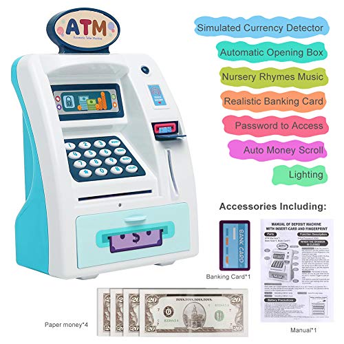 Kids ATM Machine, Electronic Money Coin ATM Savings Bank With ...