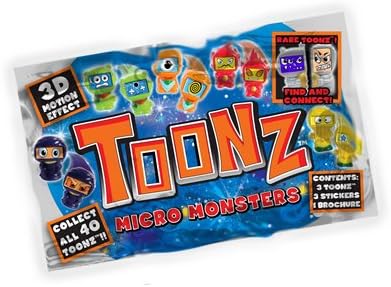 Toonz Micro Monsters Foilbag Packet Containing 3 Toonz and 3 Stickers ...
