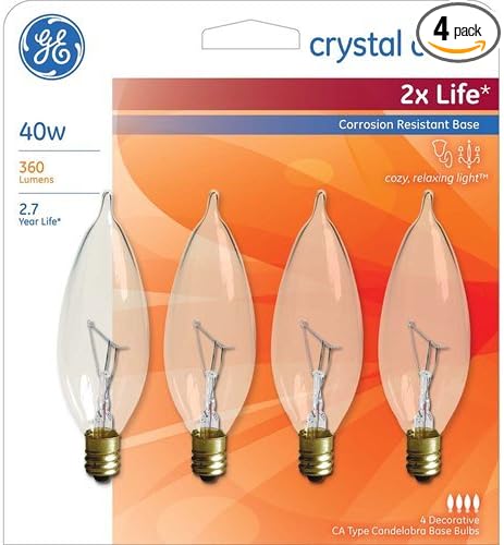 8 Pack 60.00 GE Crystal Clear Decorative Blunt Tip Light Bulbs ...