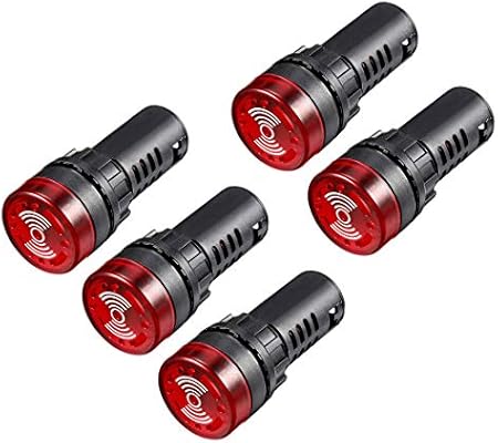 uxcell AC/DC 48V Indicator Light with Buzzer Red Flashing Alarm 22mm ...