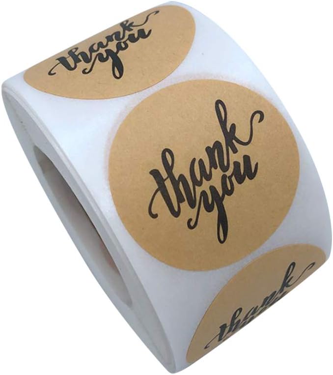 Amazon.com: Thank You Label Sticker Roll 1.5" Round Kraft 500ps Sealing ...