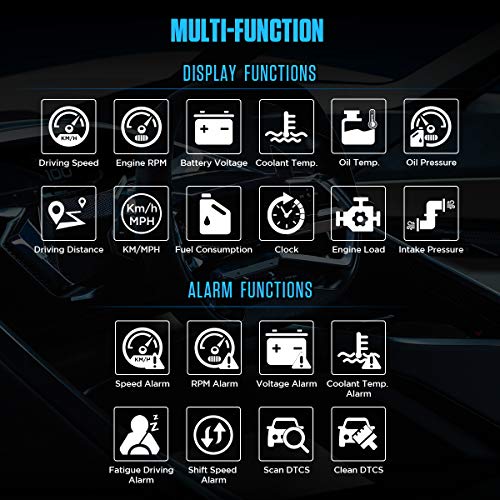 AUTOOL X60 Car OBD HUD Multi-Function Digital Meter Alarm Speed Water ...