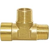 Amazon.com: Joywayus Brass Pipe Fitting Barstock Tee 3 Way NPT 1/2" Female x 1/2" Male x 1/2 ...