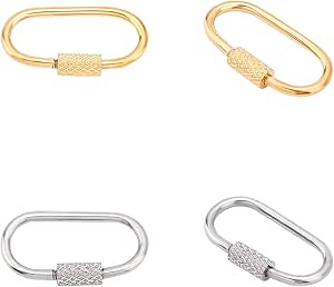 Amazon.com: UNICRAFTALE 4pcs 2 Colors Oval Lock Key Clasps Keychain ...