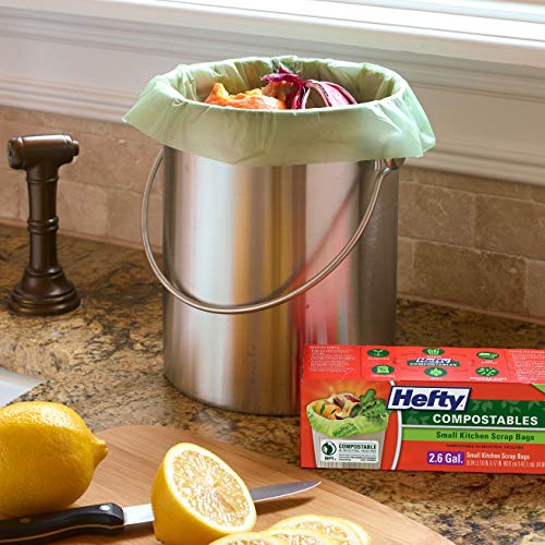 Hefty Small Kitchen Composting Bags, 25 Count (Pack of 1), Green ...