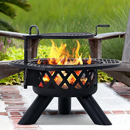BALI OUTDOORS Fire Pits Outdoor Wood Burning, Wood Fire Pit with ...