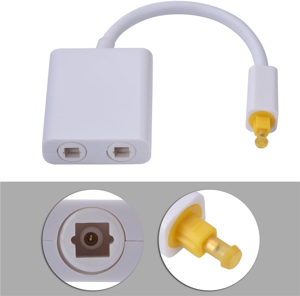 1 in 2 out Digital Optical Audio Cable, 24k Gold Connectors Dual Port ...