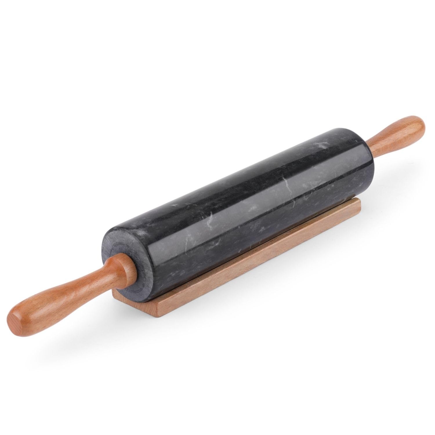 Flexzion Black Marble Rolling Pin, 10-inch with Wooden Handle and ...