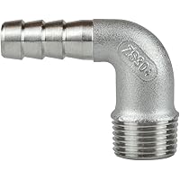 Amazon.com: Quickun 304 Stainless Steel Hose Barb Fitting Elbow, 3/8" Barb x 3/8" Male 90 Degree ...