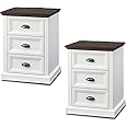 Amazon.com: IFGET 21" Tall Nightstand Set of 2, Farmhouse 18" Wide End Table with 3 Drawers ...