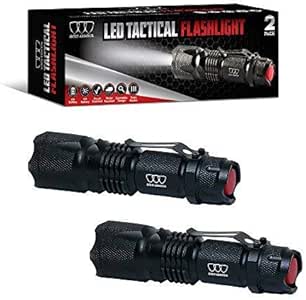 Led Tactical Flashlight 2 Pack with Belt Clip - Zoomable, Water ...