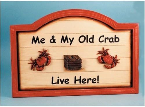 Me And My Old Crab Live Here! Wood Sign: Amazon.co.uk: Kitchen & Home