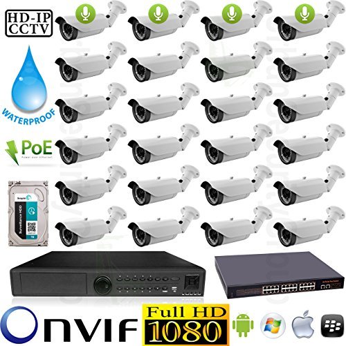 USG Business Grade 24 Cameras With Audio 1080P HD IP CCTV Kit: 1x 24 ...