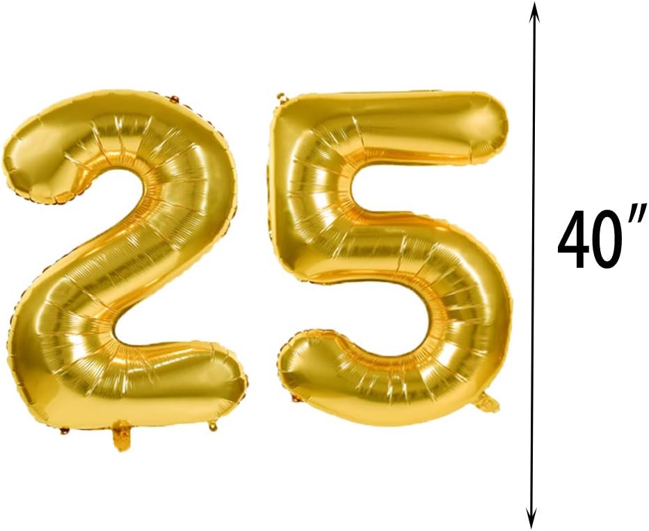 25th Birthday Decorations Party Supplies,25th Birthday Balloons Gold ...