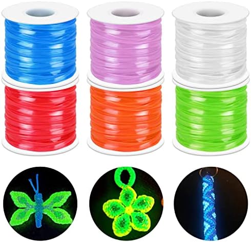 Lanyard String Kit, Cridoz 6Pack Glow in Dark Plastic Lacing Cord Gimp ...