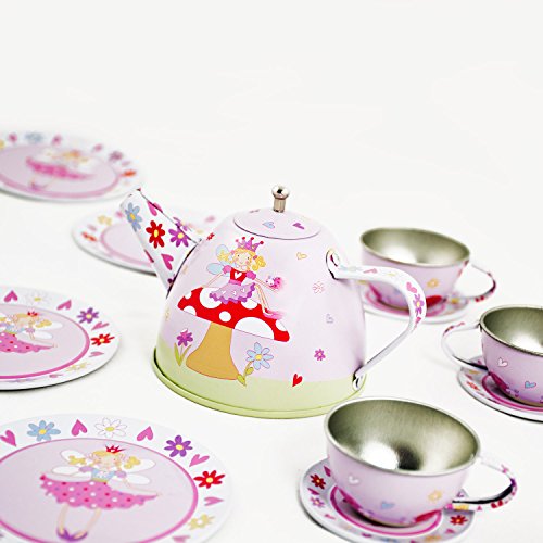 Lucy Locket 'Fairy Tale' Metal Tea Set & Carry Case Toy (14 Piece Pink ...