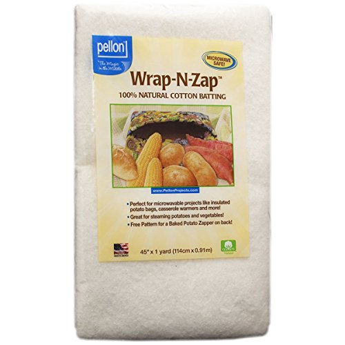 Pellon WZ-45, Natural Wrap-N-Zap Cotton Quilt Batting, 45 by 36-Inch, 1 ...