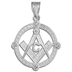 Amazon.com: 925 Sterling Silver Freemason Round Masonic CZ Pendant ...