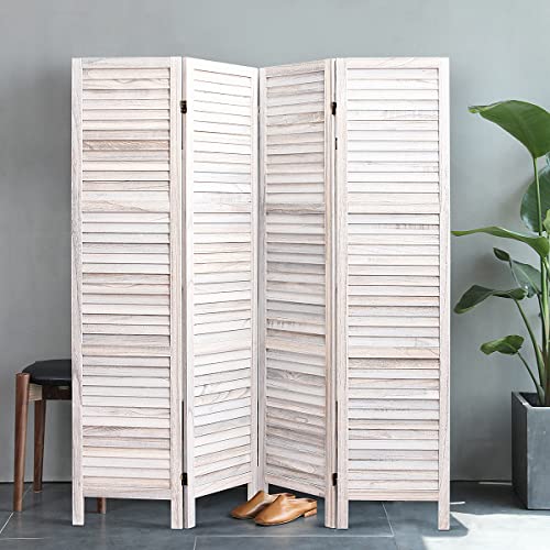 TinyTimes 5.6 FT Tall Wood Room Divider, 4 Panel Room Dividers and ...