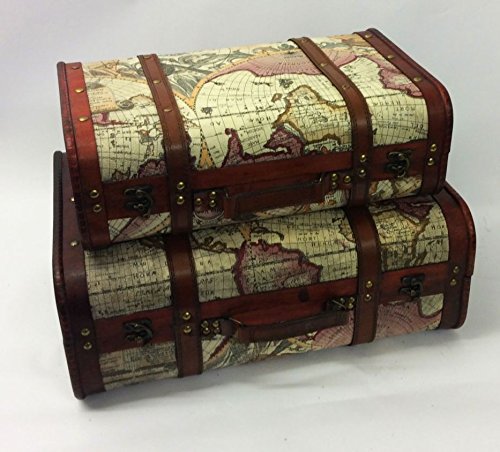 Vintage Style Old World Map Suitcase Atlas Design Case Storage Trunk ...