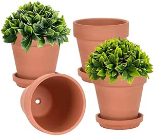 Amazon.com: 6 Inch Clay Pot for Plant with Saucer - 4 Pack Large Terra ...