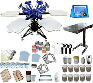 Amazon.com: Full Screen Printing Kit 6 Color 6 Station Screen Printing ...
