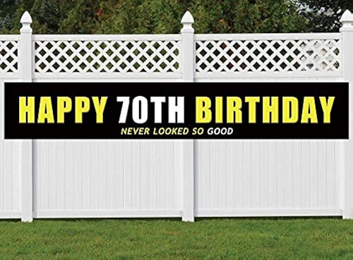 Large 70th Birthday Banner, Happy 70th Birthday Bunting, 70 Bday Party ...