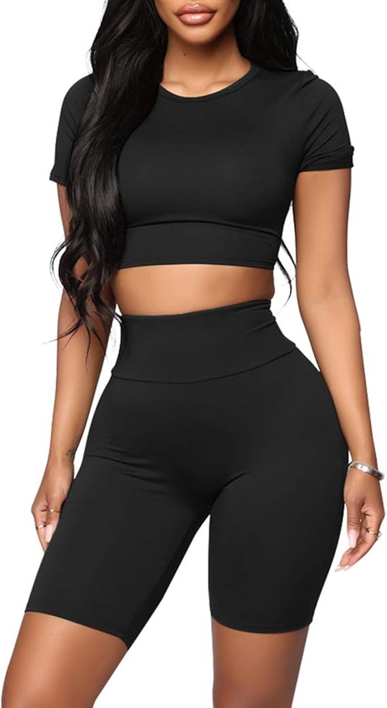 2 Piezas Ropa Deportiva Mujer Deprotivo Crop Top Manga Corta Camiseta y ...