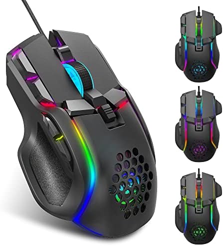 Wired Mouse 10 Button 12800 DPI Rgb Backlit Hollow Honeycomb Gaming ...