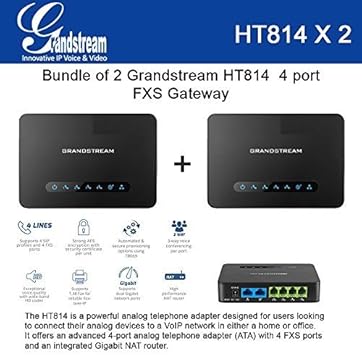 Amazon.com: Bundle of 2 Grandstream HT814 4 port FXS Gateway with ...
