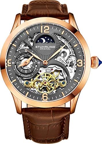 Stührling Original Automatic Watch for Men Skeleton Watch Dial, Dual ...
