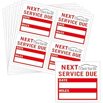 Amazon.com : CheckSimple"Next Service Due" Oil Change Stickers ...