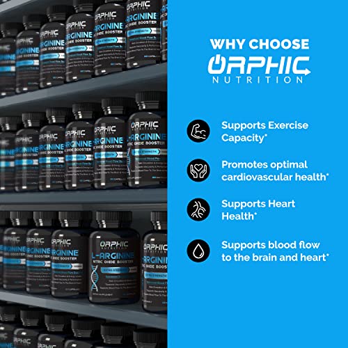 ORPHIC NUTRITION Extra Strength L Arginine - Nitric Oxide Supplement to ...