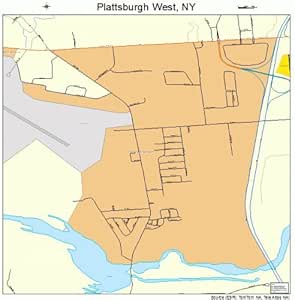 Amazon.com: Large Street & Road Map of Plattsburgh West, New York NY ...