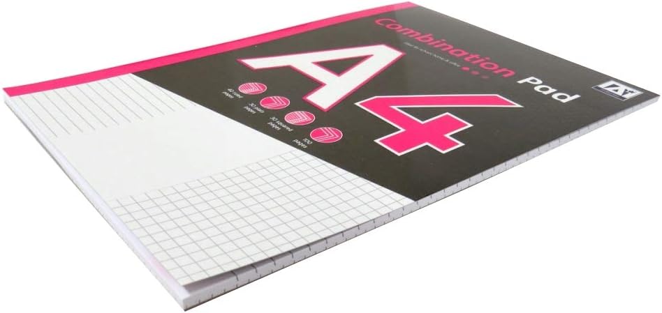 A4 Combination Notepad, Plain, Ruled and 5mm Graph Paper, 100 Pages ...