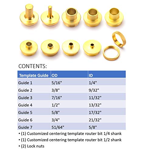 POWERTEC 71221 11-Piece Brass Router Guide Bushing Set | Pro Style ...