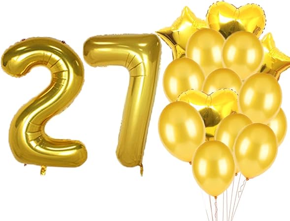 Amazon.com: Sweet 27th Birthday Decorations Party Supplies,Gold Number ...