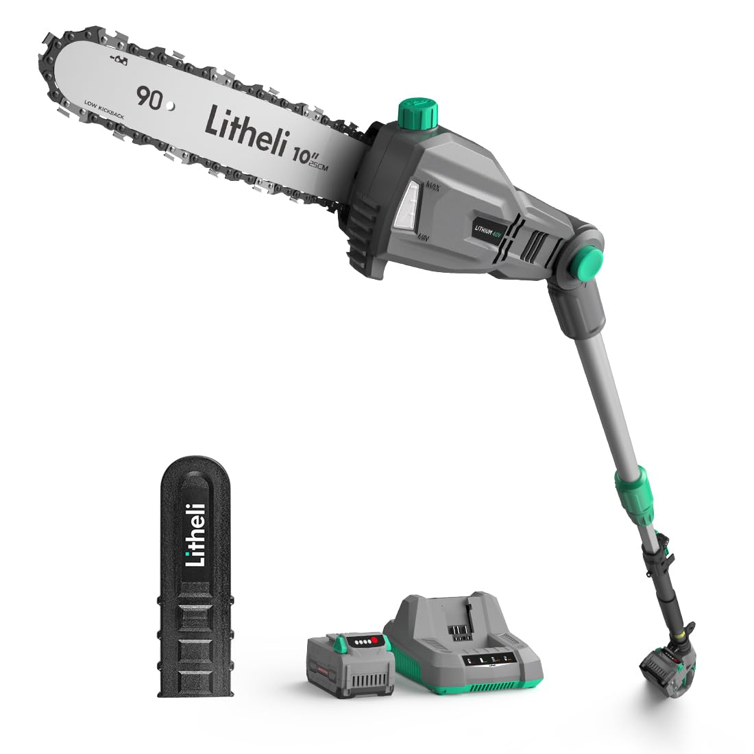 Litheli Cordless Pole Saw, 40V 2.5Ah Battery Pole Saws for Tree ...