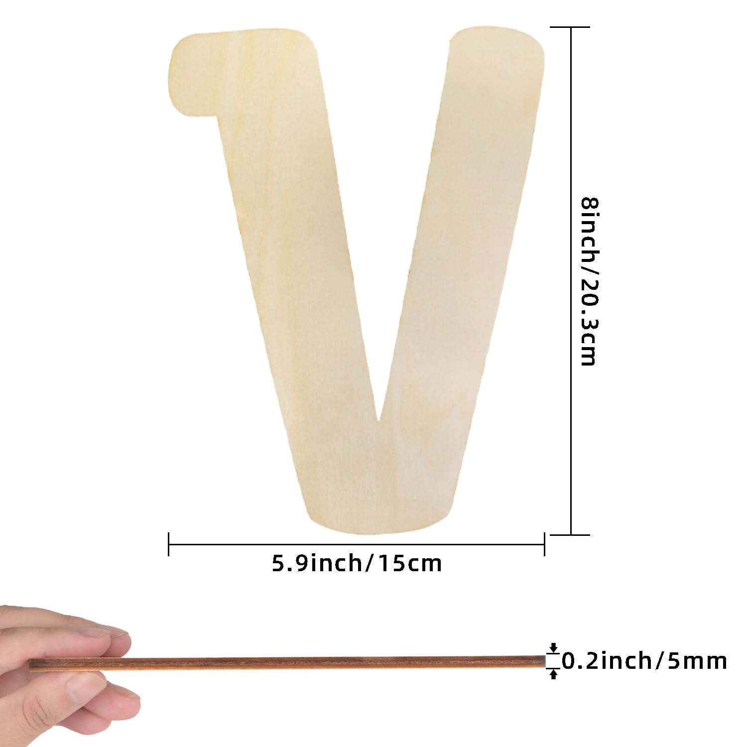 Wooden Letters 8 Inch Wood Letter V 1/5 Inch Thick Cutouts Unfinished ...