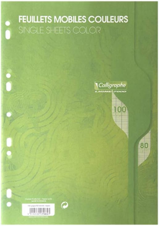 Calligraphe Loose-Leaf Coloured Paper, A4, 80g, Séyès Ruled, 100 Pages ...