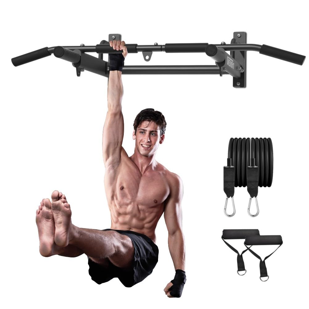ONETWOFIT Wall Mounted Pull Up Bar, 400 LBS Heavy Duty Chin Up bar ...