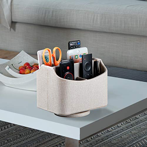 Leather Remote Control Holder, 360 Degree Spinning Desk TV Remote Caddy ...