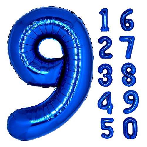 40 Inch Giant Navy Blue Number 9 Balloon, Helium Mylar Foil Number ...