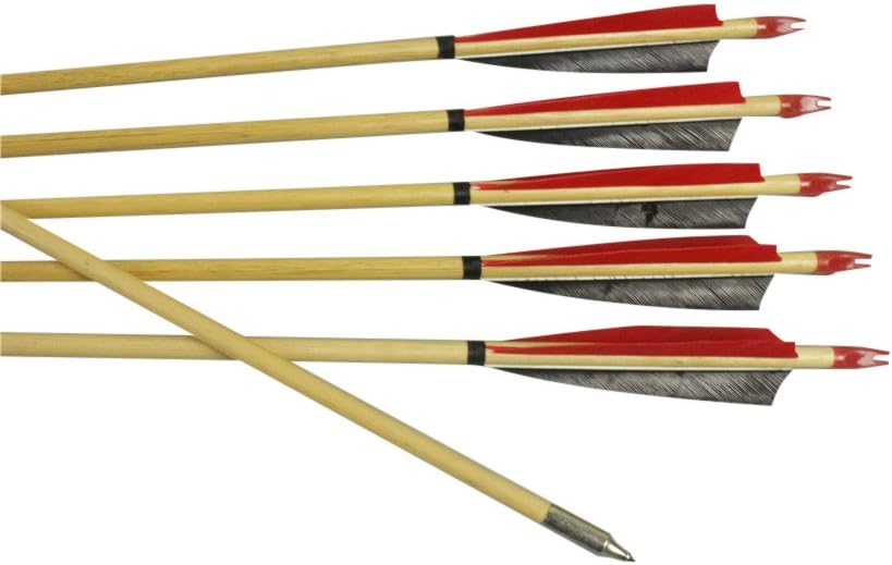12 Stück 32" Traditionelle Pfeile Holzpfeile 5" Shield Cut Naturfedern ...