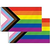 Amazon.com : Progress Pride Rainbow Flag,3 x 5 Foot Progressive Pride ...