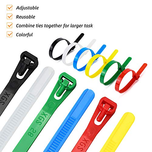 Releasable Zip Ties, Reusable Nylon Cable Ties 8 inch, Adjustable Wire Ties for Office Home ...